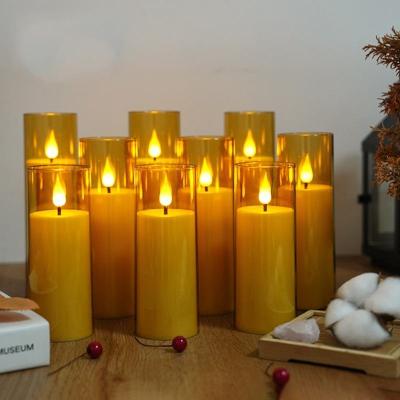 China Glossy LED Pillar Candles Eco Friendly Electric Pillar Candles Ivory For Wedding for sale