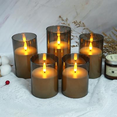 China Wireless Plastic LED Candles Home Decoration Battery Powered Flameless Candles Gray for sale
