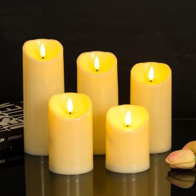 China Electric LED Flameless Tealight Candles Flickering Plastic Pillar Candles Cordless For Home Decoration for sale