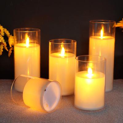 China Golden LED Pillar Candles Battery Operated Flickering Flameless LED Candles for sale