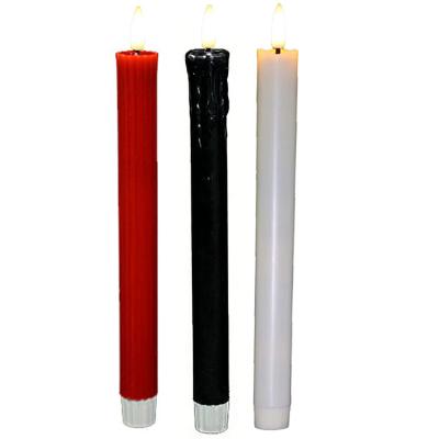 China Hot Sale Home Wedding Decor Rod Wax 3D Real Flame Taper Flickering Battery Operated Dinner Electric LED Flameless Candles Light for sale