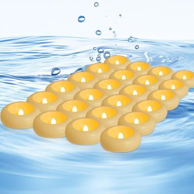 China 24 Pack 3” Flameless Led Floating Candles, 200 Hour White Battery Operate Waterproof Tealights for Cylinder Vases, Centerpieces at Wedding Decor, Party, Pool for sale