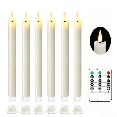 China Wholesale Flameless Ivory Taper Candles Flickering with 10-Key Remote, Battery Operated Led Warm 3D Wick Light Window Candles Real Wax Pack of 6, Christmas Home Wedding Decor(0.78 X 9.64 Inch) for sale