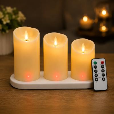 China Wholesale Rechargeable Candles with Charging Station，Battery Operated Flamless Candles with Remote Timer, LED Pillar Flickering Candle for Halloween Christmas Wedding Home Decor for sale