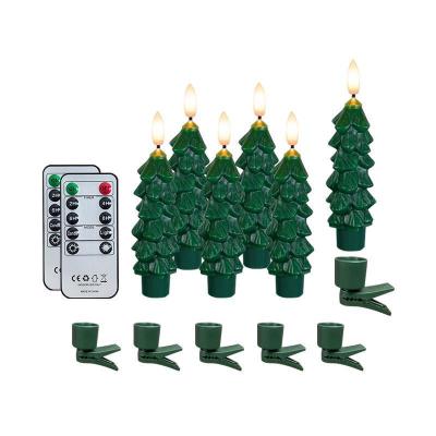 China LED Taper Candle with 3D Flickering Glow and 10-Key Remote Control for Christmas Tree Decoration featuring 24-Hour Auto Timer for sale