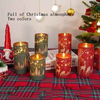 China Real Wax LED Candles with Remote Control and Christmas Design in Plated Glass Holder for sale