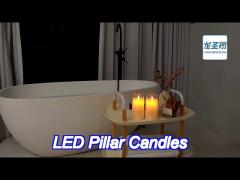 wholesale 12pcs wax pillar wedding smokeless flickering flameless electronic battery led candle