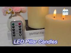 three wick battery operated remote control pillar big diameter 10cm wedding decoration wax  flameles