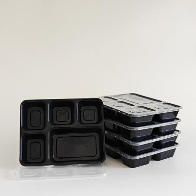 China Contenedores de plástico rectangulares de 5 compartimientos con divisores para restaurantes en venta