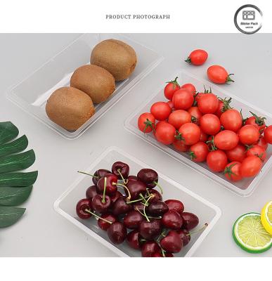 Cina Tavolo trasparente monouso per frutta e verdura con fondo piatto di imballaggio in plastica per prodotti freschi in vendita