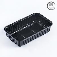 China Disposable Plastic Deep Rectangular Chili Tray 200ml Black Fruit Vegetable Food Container for sale