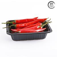 China Disposable Plastic Deep Rectangular Chili Tray 200ml Black Fruit Vegetable Food Container for sale