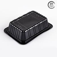 China Disposable Plastic Deep Rectangular Chili Tray 200ml Black Fruit Vegetable Food Container for sale