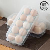 China Stackable Transparent Plastic Egg Holder with Lid 10/15 Grids Refrigerator Safe Container for sale