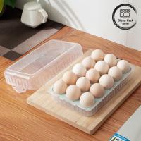 China Stackable Transparent Plastic Egg Holder with Lid 10/15 Grids Refrigerator Safe Container for sale