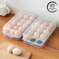 China Stackable Transparent Plastic Egg Holder with Lid 10/15 Grids Refrigerator Safe Container for sale