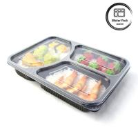 China Customizable PET Disposable Plastic Food Containers 3 Compartment Thickened Leak Proof Square 240x180x66mm for sale