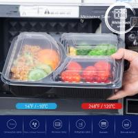 China Customizable PET Disposable Plastic Food Containers 3 Compartment Thickened Leak Proof Square 240x180x66mm for sale