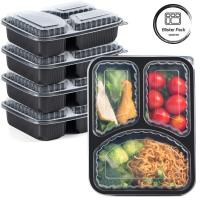 China Customizable PET Disposable Plastic Food Containers 3 Compartment Thickened Leak Proof Square 240x180x66mm for sale