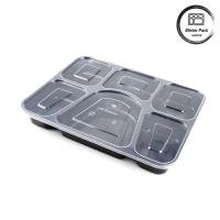China Black Rectangular Microwavable Plastic Take Out Boxes 2 3 4 6 Compartments Disposable Meal Containers for sale