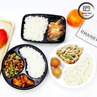 China Black Rectangular Microwavable Plastic Take Out Boxes 2 3 4 6 Compartments Disposable Meal Containers for sale