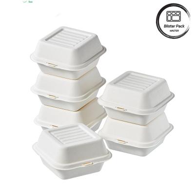 China PFAS Free Compostable Clamshell Lunch Box Fuling Biodegradable Bagasse Pulp Fast Food for sale