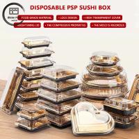 China Disposable Round Sushi Box 280x280x50mm PS Take Away Container with Transparent Lid for sale