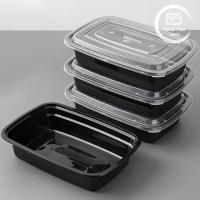 China 1000ml Rectangular Disposable Plastic Food Container Tiffin Box 4 Compartments Takeaway for sale