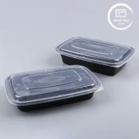 China 1000ml Rectangular Disposable Plastic Food Container Tiffin Box 4 Compartments Takeaway for sale
