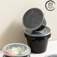 China Black Rectangular Round Plastic Lunch Boxes 4 Compartment Disposable Takeout Containers for sale
