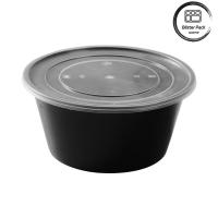 China Black Rectangular Round Plastic Lunch Boxes 4 Compartment Disposable Takeout Containers for sale