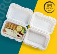 China PP Disposable Plastic Lunch Box 4 Compartment Hinged Clamshell Takeaway Container for sale