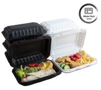 China PP Disposable Plastic Lunch Box 4 Compartment Hinged Clamshell Takeaway Container for sale