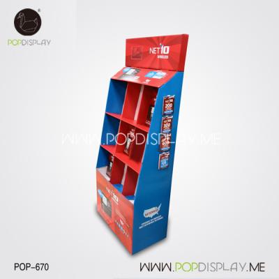 China Recyclable Material Personalized Free Standing POP Cardboard Stand Compartment Display Promotional Floor Display en venta