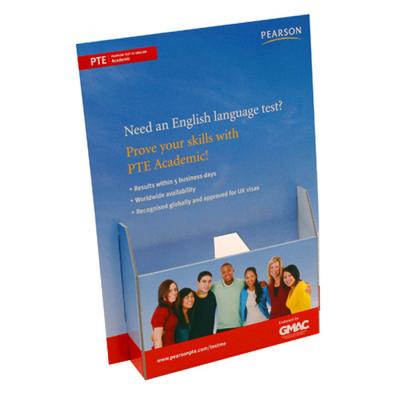中国 Recyclable Material Recycle Cardboard Display Collapsible Folding Corrugated A4 Brochure Paper Holder 販売のため