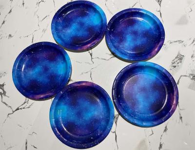 Cina Cielo stellato blu intorno ai piatti di carta di timbratura caldi di ringraziamento in vendita