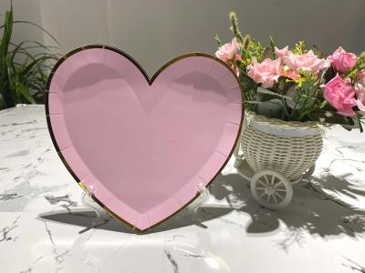 Cina piatto di carta eliminabile di forma alla moda del cuore 8inch in vendita