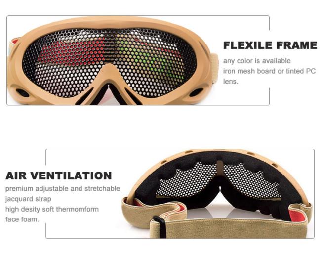 High quality protection tactical goggles safety iron mesh military goggles