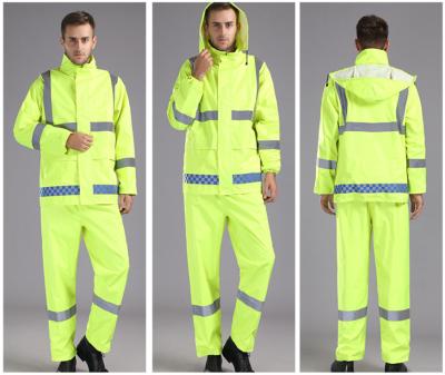 Cina Vestito di pantaloni all'aperto verde fluorescente della pioggia dell'impermeabile di emergenza del controllo delle inondazioni di dovere di traffico in vendita