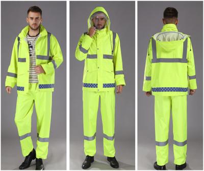 Cina Vestito di pantaloni all'aperto verde fluorescente della pioggia dell'impermeabile di emergenza del controllo delle inondazioni di dovere di traffico in vendita