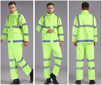 Cina Vestito di pantaloni all'aperto verde fluorescente della pioggia dell'impermeabile di emergenza del controllo delle inondazioni di dovere di traffico in vendita