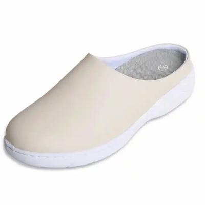China Casual Black Lightweight Nurse Shoes Non Slip Rubber Sole Slippers Waterproof Cowhide Leather Chef Shoes for sale