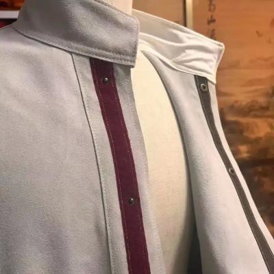 China Real Cow Leather Mens Heat Proof Electric Welding Workwear Workshop Uniforms Electrician Coveralls Coat Pants Protective for sale