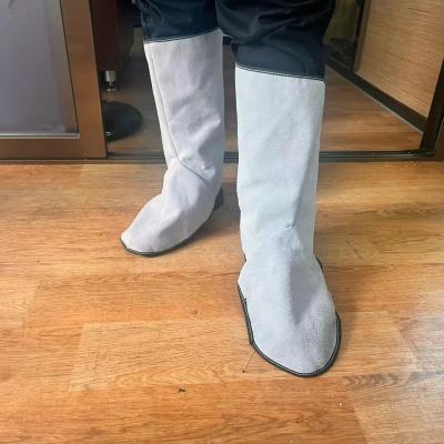 China Real Cow Leather Mens Heat Proof Electric Welding Workwear Workshop Uniforms Electrician Coveralls Coat Pants Protective for sale