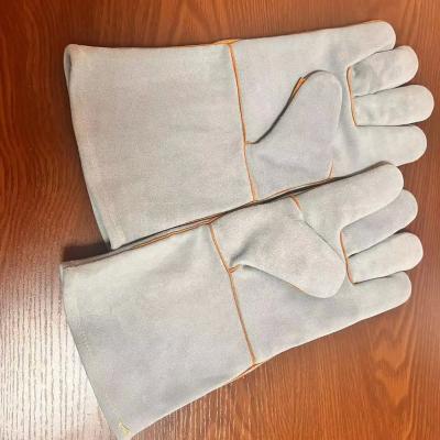 China Real Cow Leather Mens Heat Proof Electric Welding Workwear Workshop Uniforms Electrician Coveralls Coat Pants Protective for sale