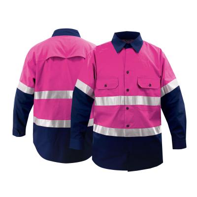 China Custom Royal Blue Hi Vis Safety Men Shirt Reflective Road Safety Mining Shirts Wholesale Engineering Uniform Workwear for sale