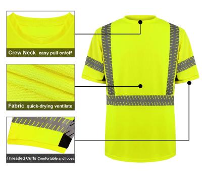 China New Arrival Summer Breathable Cool Safety Shirt Construction Shirt Quickly Dry Fluorescent Color Safety T Shirt for sale