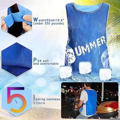 China Verdampend ijs koel vest Blauw PVA water geactiveerd vest met reflecterend band airconditioner jas voor buiten Te koop