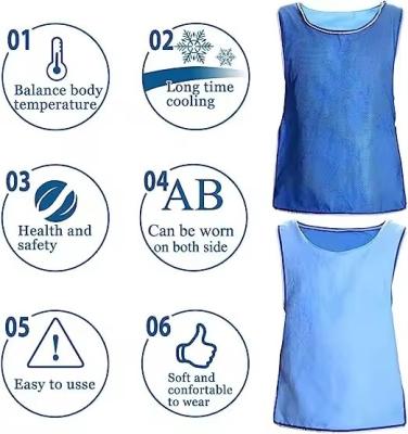 China Verdampend ijs koel vest Blauw PVA water geactiveerd vest met reflecterend band airconditioner jas voor buiten Te koop