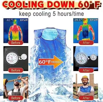 China Verdampend ijs koel vest Blauw PVA water geactiveerd vest met reflecterend band airconditioner jas voor buiten Te koop